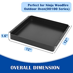 SafBbcue Woodfire Outdoor Griddle Pan for Ninja Woodfire OO100 Series Pizza Oven Accessories, Ninja Woodfire 8-in-1 Outdoor Oven Accessories Ninja Pizza Oven XSKOCTPN Non-Stick Griddle Plate 12" x 12"