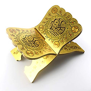 EXCEART Wooden Book Stand Islamic Eid Mubarak Bible Bookshelf Prayer Quran Display Rack Holder for Ramadan Mubarak Decorations