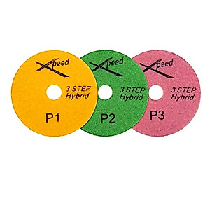 4” Diamond Polishing Pads 3-Step Wet/Dry for Granite Quartz Marble Stone Quartzite - 3 Pieces