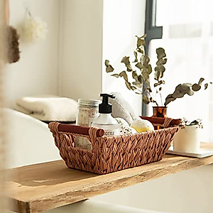 GRANNY SAYS Bundle of 2-Pack Woven Wastebasket for Organizing & 2-Pack Woven Storage Baskets for Bathroom