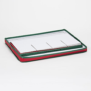 Household Essentials 542RED Holiday China Storage Chest with Lid and Handles | Balloon Goblet Wine Glasses | Red Canvas with Green Trim, Red & Green