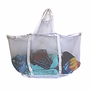 Large Soft Nylon Mesh Laundry Basket with Handles Portable and Collapsible For Dirty and Clean Laundry Home Travel College Dorm Also Ideal For Toys and Sporting Goods