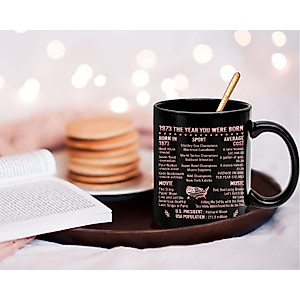 BdayPtion 50th Birthday Gifts for Women, Turning 50 Year Old Birthday Gift, 1973 Happy 50th Bday Gift for Her, Fifty Birthday Present, 11oz Black Coffee Mug