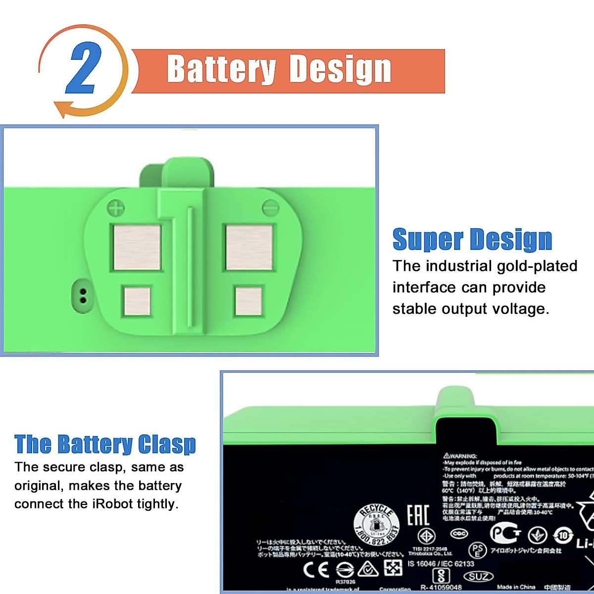 ASODI 1800LI Lithium Ion Battery for iRobot Replacement Parts Roomba Compatible with Roomba 960 895 890 860 695 680 690 675 640 614 Series 4376392 14.4V 26Wh 1800mAh
