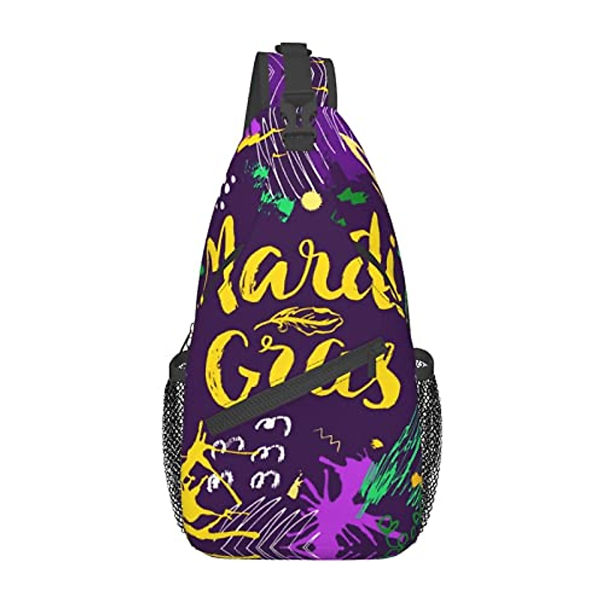 Dehcqul Mardi Gras 2023 Pattern Sling Backpack Cross Chest Bag Diagonally Adjustable Travel Crossbody Daypack For Men Women Adult