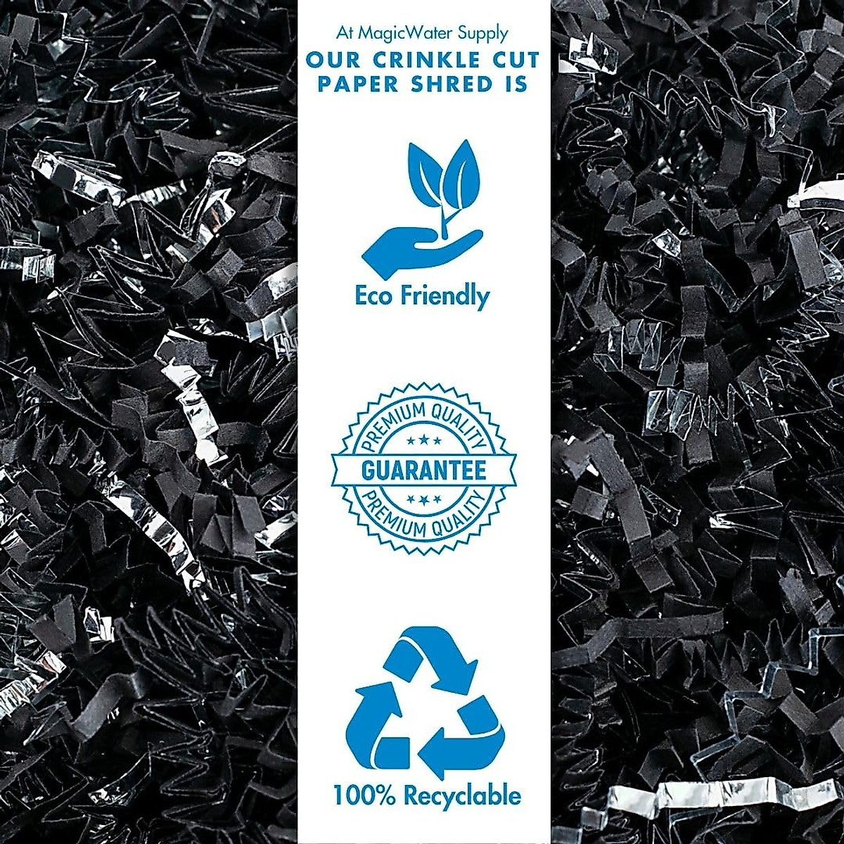 MagicWater Supply Crinkle Cut Paper Shred Filler (4 oz) for Gift Wrapping & Basket Filling - Black & Silver