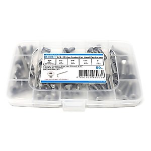 iExcell 50 Pcs 1/4-20 x 3/8" 1/2" 5/8" 7/8" 1" Stainless Steel 304 Hex Socket Flat Head Cap Screws Hex Key Kit