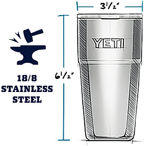 YETI Rambler Stackable Pint, Vacuum Insulated, Stainless Steel with MagSlider Lid, Black Stone