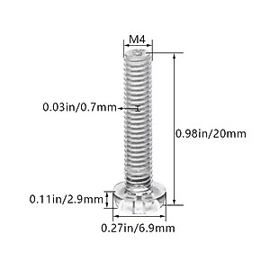 MroMax M4 x 20 Threaded PC Acrylic Phillips Cross Pan Head Machine Screws Bolts Transparent Color 50Pcs