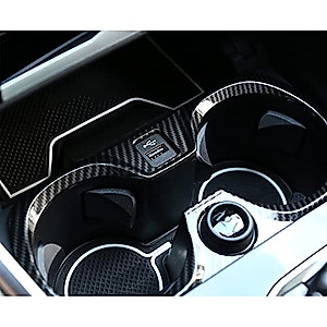 Xotic Tech Inner Water Cup Holder Panel Frame Cover Trim, Carbon Fiber Pattern, Compatible with BMW 3 Series G20 G28 2019-2022