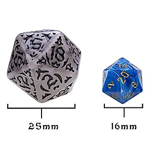 Wiz Dice Battle-Scarred D20 Dice - Jumbo DND Dice Set for Tabletop RPG Adventure Games - 20 Sided Dice, Suitable for Dungeons and Dragons, Magic The Gathering and Dice Games Alike - 25 mm - 5 ct