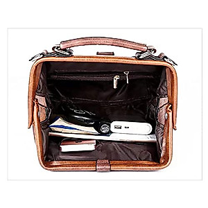 Aryeleay Gothic Satchel Purses Vintage Doctor Shoulder Bag for Women Rivet Studded Crossbody Bag (Brown)