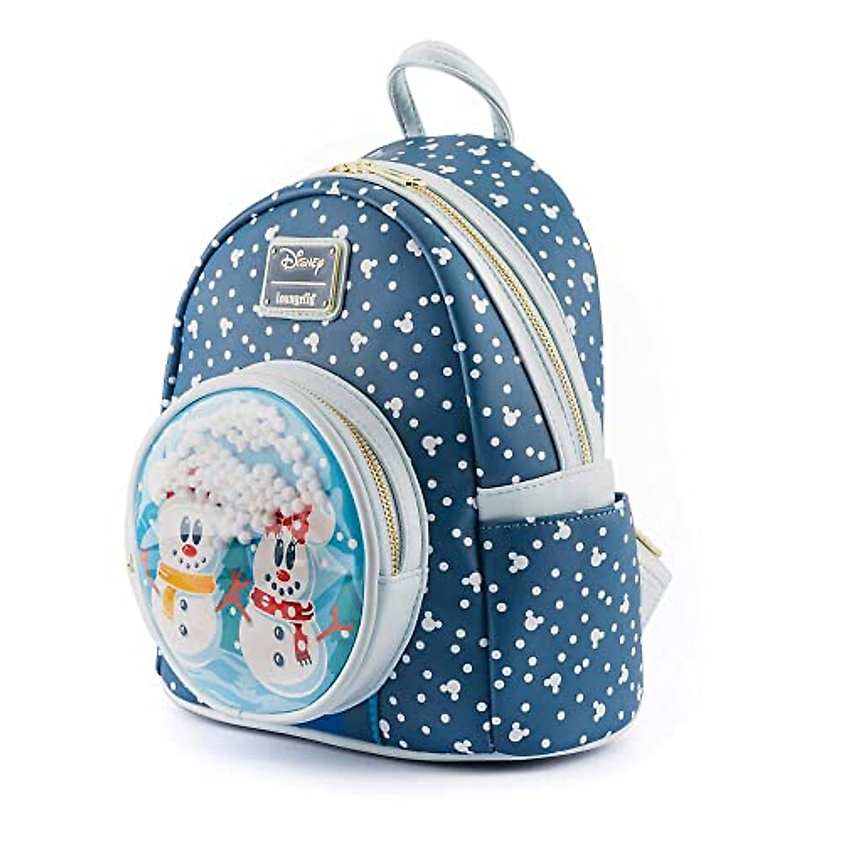 Loungefly Disney Snowman Mickey Minnie Mouse Snowglobe Womens Double Strap Shoulder Bag Purse