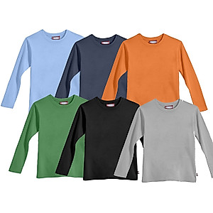 City Threads Big Boys' Cotton Long Sleeve Tee Base Layer for Fall Winter School or Play - Sensitive Skins or SPD Sensory Friendly Kids Clothing, Black, 14