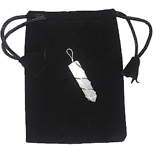 Arts Of India Raw Selenite Crystal Pendant Necklace (Bullet, Round)