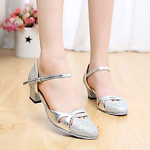 HROYL Womens Dance Shoes Ballroom Latin Salsa Tango Closed Toe Party Weding Dress Shoes,ZU-QJW7007,Silver-7-1999-38,US7.5