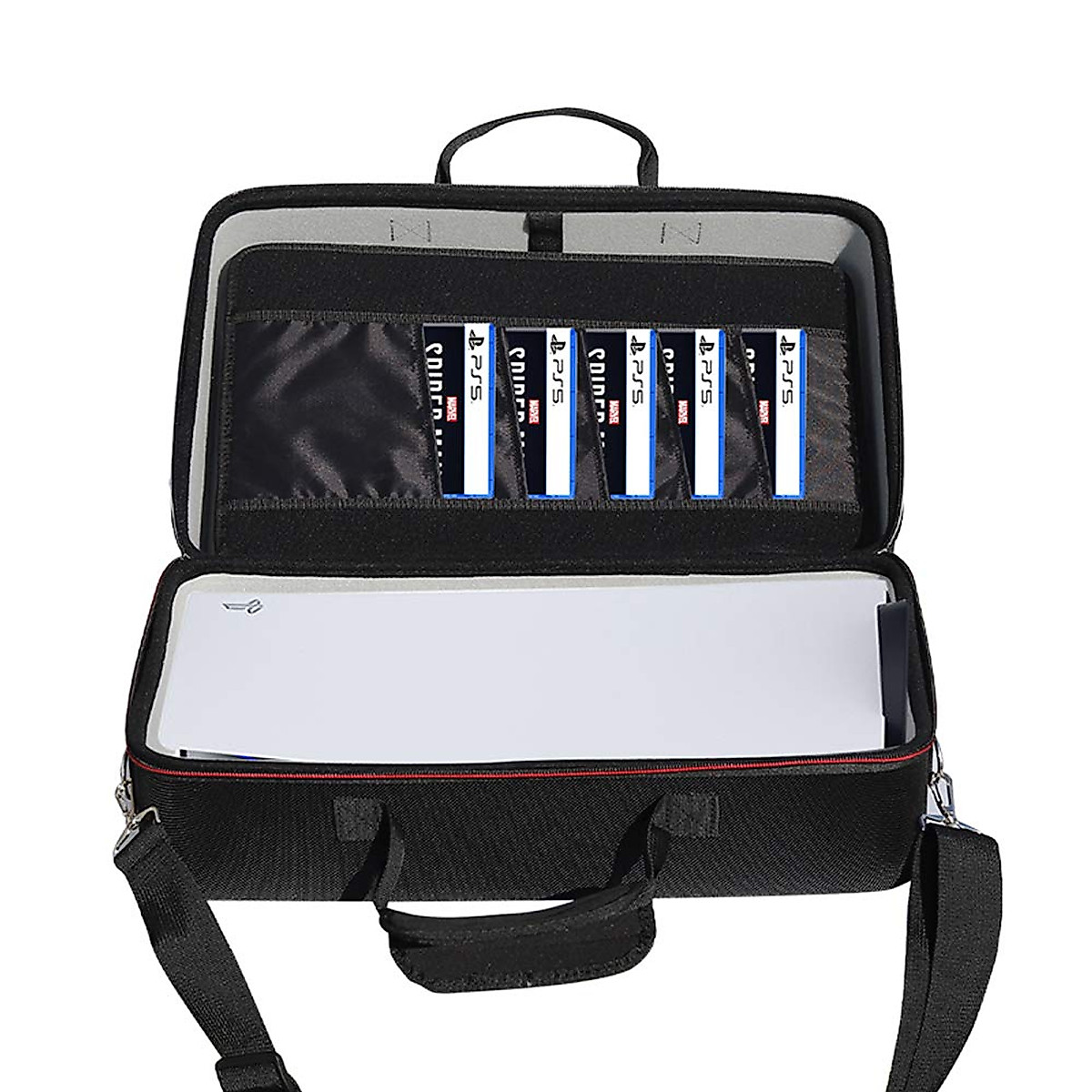 Traveling Storage Bag for PS5, Carrying Case for Sony Playstation 5 Console, Shockproof Scratchproof Hard Handbag, Store PS5 Controller, Pulse 3D Headset, and More Gaming Accessories (Black)