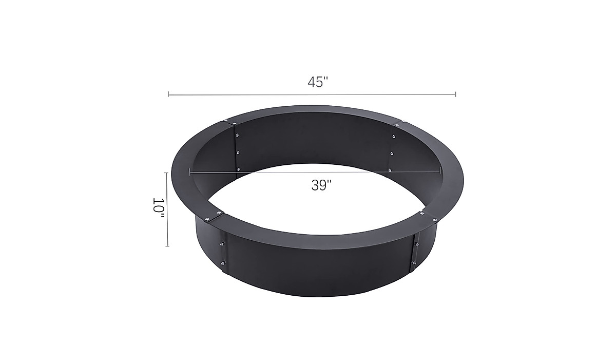 Durable 45" Solid Steel Fire Pit Ring for Outdoors
