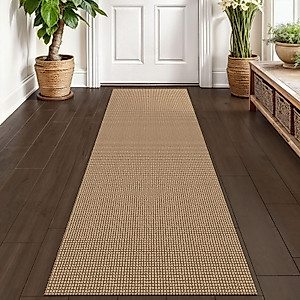 KOZYFLY Boho Runners for Hallways 2x6 ft Washable Hall Carpet Runner Rubber Backed Kitchen Rug Non Slip Woven Cotton Entryway Runner Rugs Floor Runners for Indoor Hallway Bedroom, Tan/Orange/Brown