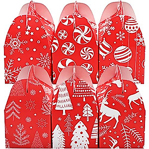 JOYIN 24 PCS 3D Christmas Treat Gift Wrap Boxes for Holiday Xmas Presents, Goodie Paper Boxes, Party Favor Supplies, Candy Treat Cardboard Cookie Wrapping Boxes