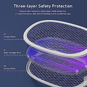 imirror Bug Zapper Racket, 2 in 1 Rechargeable Electric Fly Swatter Mosquito Zapper Swatter