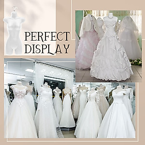 12 Pcs Hanging Mannequin Body Torso Female Women Dress Form with Hanger Hook Hip Long Hollow Back Mannequin Torso Thickened Plastic Shirt Display White (31.1 x 16.1 Inch)