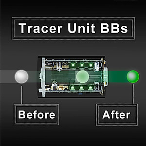 ACETECH Airsoft Riffle Tracer Unit Predator MKII 14mm CCW Negative Thread Glow in The Dark BB LED Beam Lighting Effect (Green/Gel BB Available, Black)