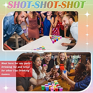 Lounsweer 200 Pack Plastic Shot Glasses, 2 oz Mini Disposable Shot Cups, Small Plastic Cups for Wedding Bachelorette Birthday Holiday Party, Beer Taste Serving, Snack(Multicolored)