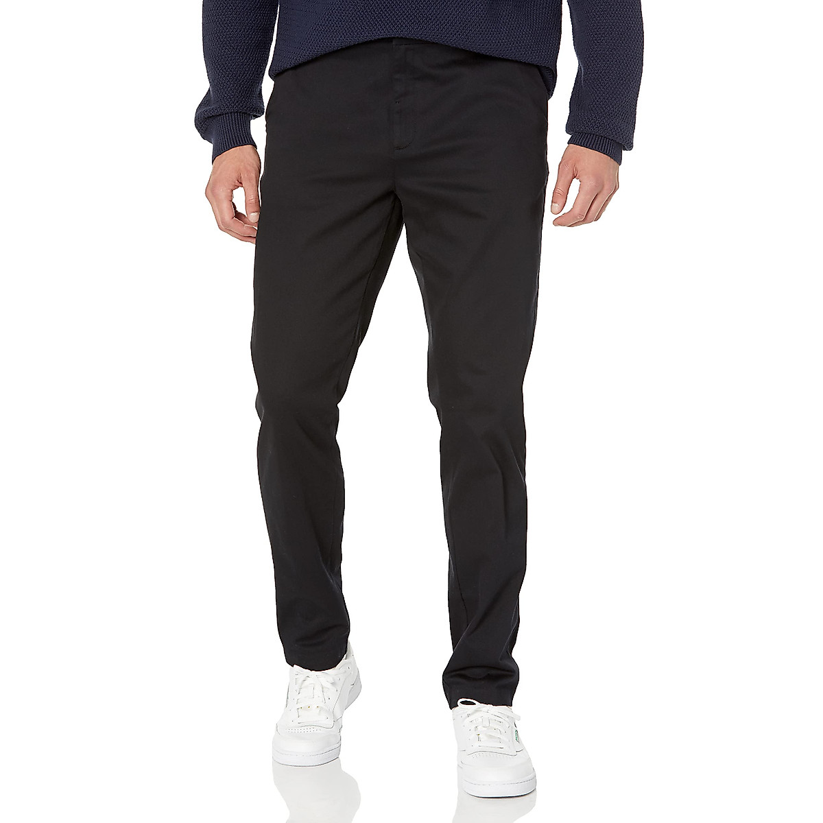 Amazon Essentials Men's Slim-Fit Wrinkle-Resistant Flat-Front Stretch Chino Pant, Black, 38W x 32L