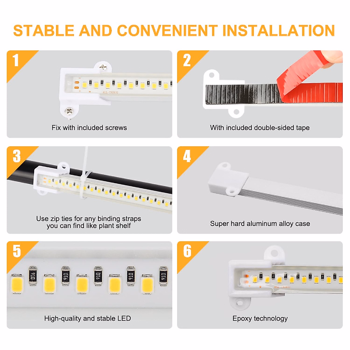 Mosthink LED Plant Grow Light Strips Full Spectrum for Indoor Plants with Auto ON/Off Timer, 48 LEDs / 4 Dimmable Levels, Sunlike Grow Lamp for Hydroponics Succulent, 2 Pack