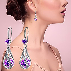 Earrings Packs for Women Studs And Hoops Fashion Earrings Stainless Steel Round Earrings Women Creative Earrings Diamond Dangling Crystal Earrings For Women (Purple, One Size)