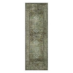 BEIMO Runner Rug 2x5 for Hallway Living Room Bedroom, Machine Washable Rug, Print Vintage Tribal Aesthetic Carpet, Low Pile Mat with Non Slip Rubber Backing, Distressed Sage