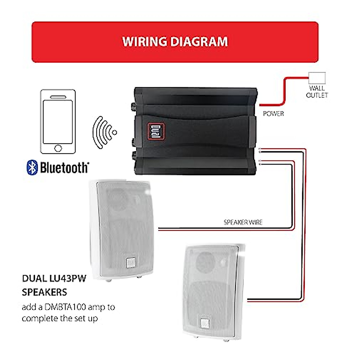 Dual Electronics LU43PW 3-Way High Performance Outdoor Indoor Speakers with Powerful Bass | Effortless Mounting Swivel Brackets | All Weather Resistance | Expansive Stereo Sound Coverage | Sold in Pairs, White