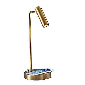 Adesso 3162-21 Kaye LED Desk Lamp Wireless Charging, 7W LED, 5W QI, USB Port, Indoor Lighting Lamps