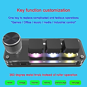 Hagad Small 3 Keys Keypad Mechanical Gaming Keyboard, Custom Knob Keyboard Copy Paste Programming Mini Mechanical Keyboard