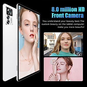 Zopsc 10.1in Tablet for Android 12-4G HD Tablet 8 Core CPU 8+256G 8MP+16MP 7000mAh, GPS Gravity Sensing Glonass Support, 100‑240V White.