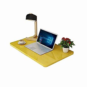PIBM Stylish Simplicity Shelf Wall Mounted Floating Rack Shelves Foldable Dining Table Bookshelf Computer Desk Solid Wood Metal Bracket Smooth,12 Sizes,5 Colors, Yellow , 120x40cm