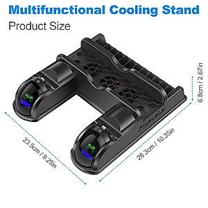 TREE.NB PS4 Stand Cooling Fan Station for Playstation 4/PS4 Slim/PS4 Pro Replacement, PS4 Vertical Stand with USB Fast Charging Station