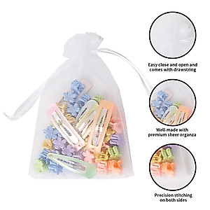 YHJZ 100PCS Organza Bags, 4x6 inches (10x15cm) Small Mesh Bags drawstring, Jewelry Gift Bags, Packaging Bags for Christmas, Party, Festival, Bathroom Soaps, Makeup Organza Favor Bags (White)