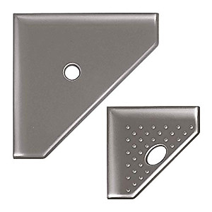 Questech Décor 8 Inch Corner Shower Shelf and 5 Inch Shower Caddy Foot Rest, Geo Flatback Wall Mounted Bathroom Shower Organizer, Brushed Nickel Finish