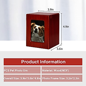 PCS Pet Urns for Dogs Ashes, Dog Photo Urn, Urns for Dog Ashes, Pet Cremation Box Red-Small