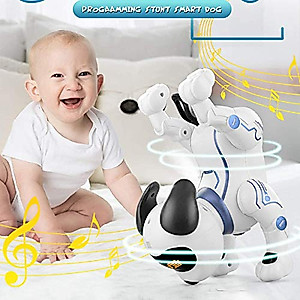 Remote Control Dog, Robot Toys for Kids, RC Robotic Stunt Puppy Voice Control Toys, Remote Control Dancing Programmable Robot Dog Smart RC Robot with Sound Interactive Gift for 6+ Ages Boys and Girls