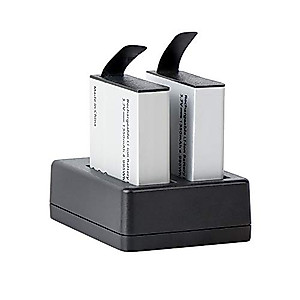 AKASO V50X/ Brave 4 Pro/ Brave 6 Plus 2X 1350mAh Rechargeable Action Camera Battery with USB Dual Charger, Not Compatible with AKASO V50 Pro/ V50 Elite