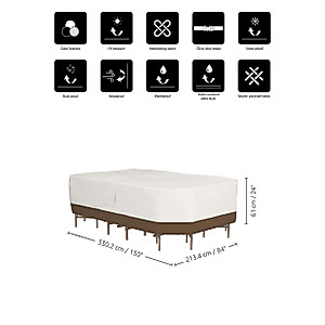 Amazon Basics Outdoor Patio Table and Chair Cover, X-Large, Beige/Tan, 130"x84"