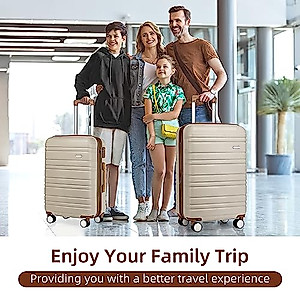 LARVENDER Luggage Sets 4 Piece, Expandable Luggage Hardside Suitcases Set with Double Spinner Wheels, Durable Lightweight Travel Luggage Sets Clearance with TSA Lock, Cream White (18/20/24/28)"