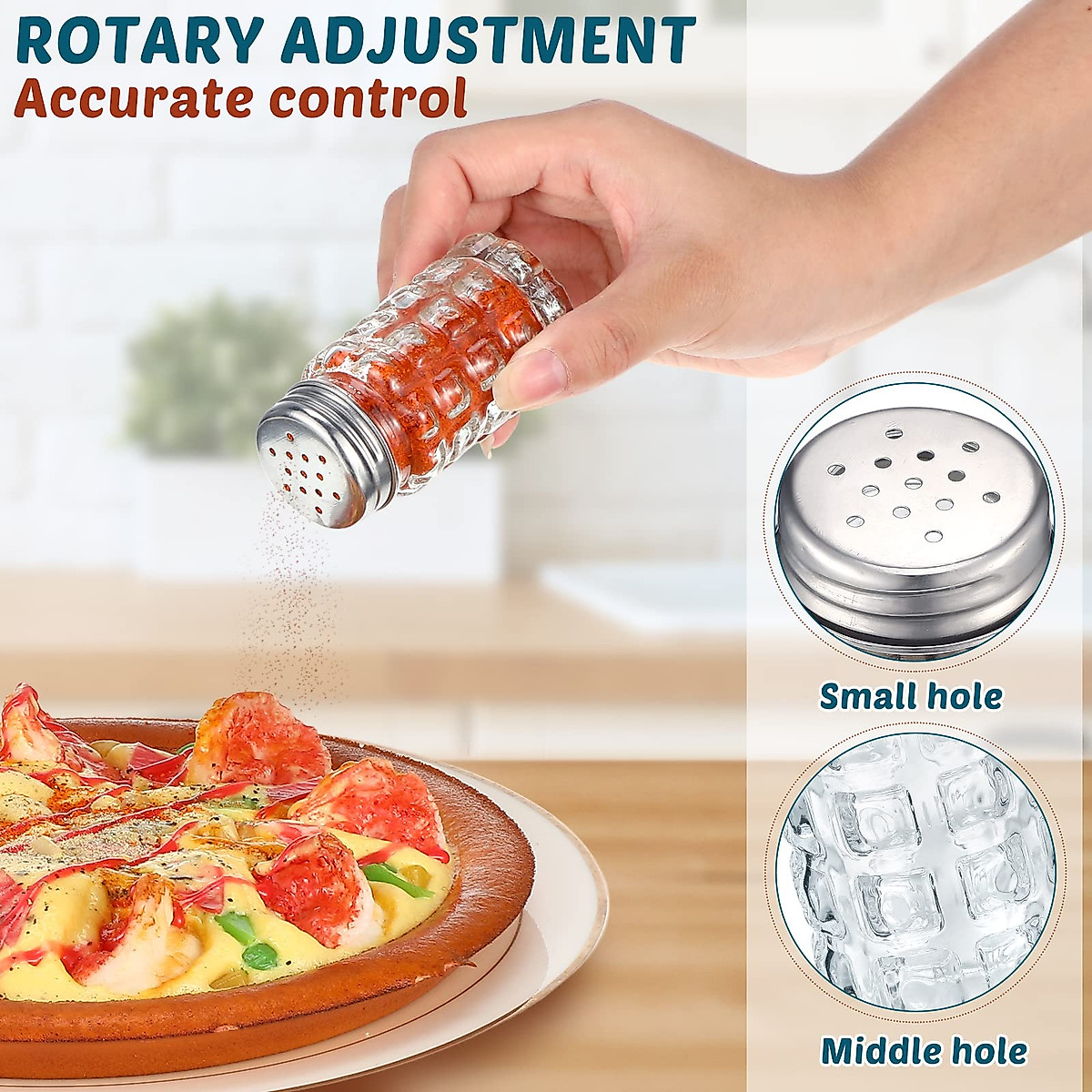 Lallisa 30 Pack Retro Style Salt and Pepper Shakers 2 oz Clear Glass Salt Shaker with Stainless Steel Lids for Kitchen Counter Table Restaurant Hold Various Condiments (Trendy)