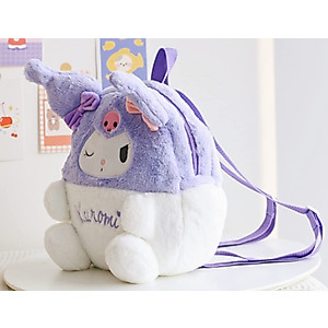 OGOVLL Cartoon Mini Backpack Anime Character Plush Backpack Daily Leisure Package Purple