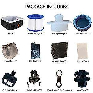 #WEJOY AquaSpa Portable Hot Tub 61X61X26 Inch Air Jet Spa 2-3 Person Inflatable Square Outdoor Heated Hot Tub Spa with 120 Bubble Jets