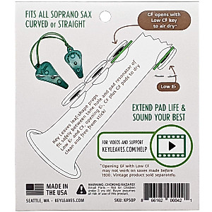 Key Leaves soprano saxophone key props to stop sticky pads, protect pad leather and keep your saxophone cleaner