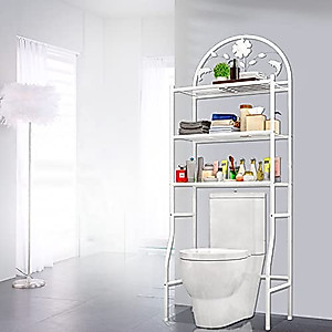 MONIPA Bathroom Shelf Over Toilet Above Toilet Storage Over-The-Toilet Storage 3-Tier Space Saver Organizer Rack, Stable Freestanding Anti-Tilt Shelf for Laundry, Balcony, Porch (White)